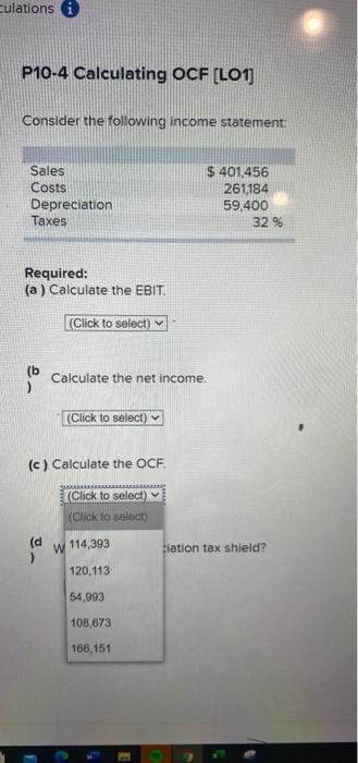 Solved P10-4 Calculating OCF (LO1] Consider the following | Chegg.com