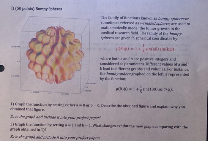 D) (50 points) Bumpy Spheres The family of functions | Chegg.com
