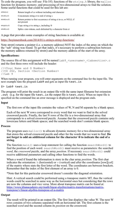 To code the program, you will use: File IO, functions | Chegg.com