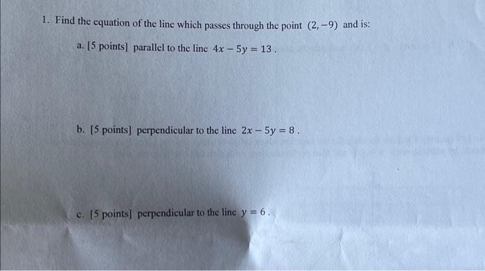Solved a. [5 points] parallel to the line 4x−5y=13. b. [5 | Chegg.com