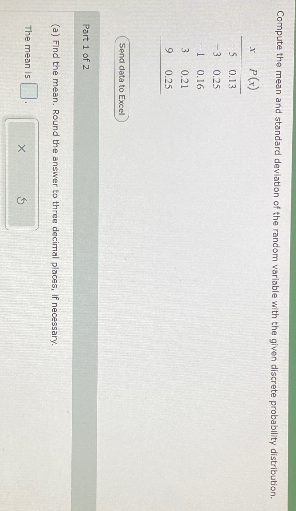 Solved Compute the mean and standard deviation of the random | Chegg.com