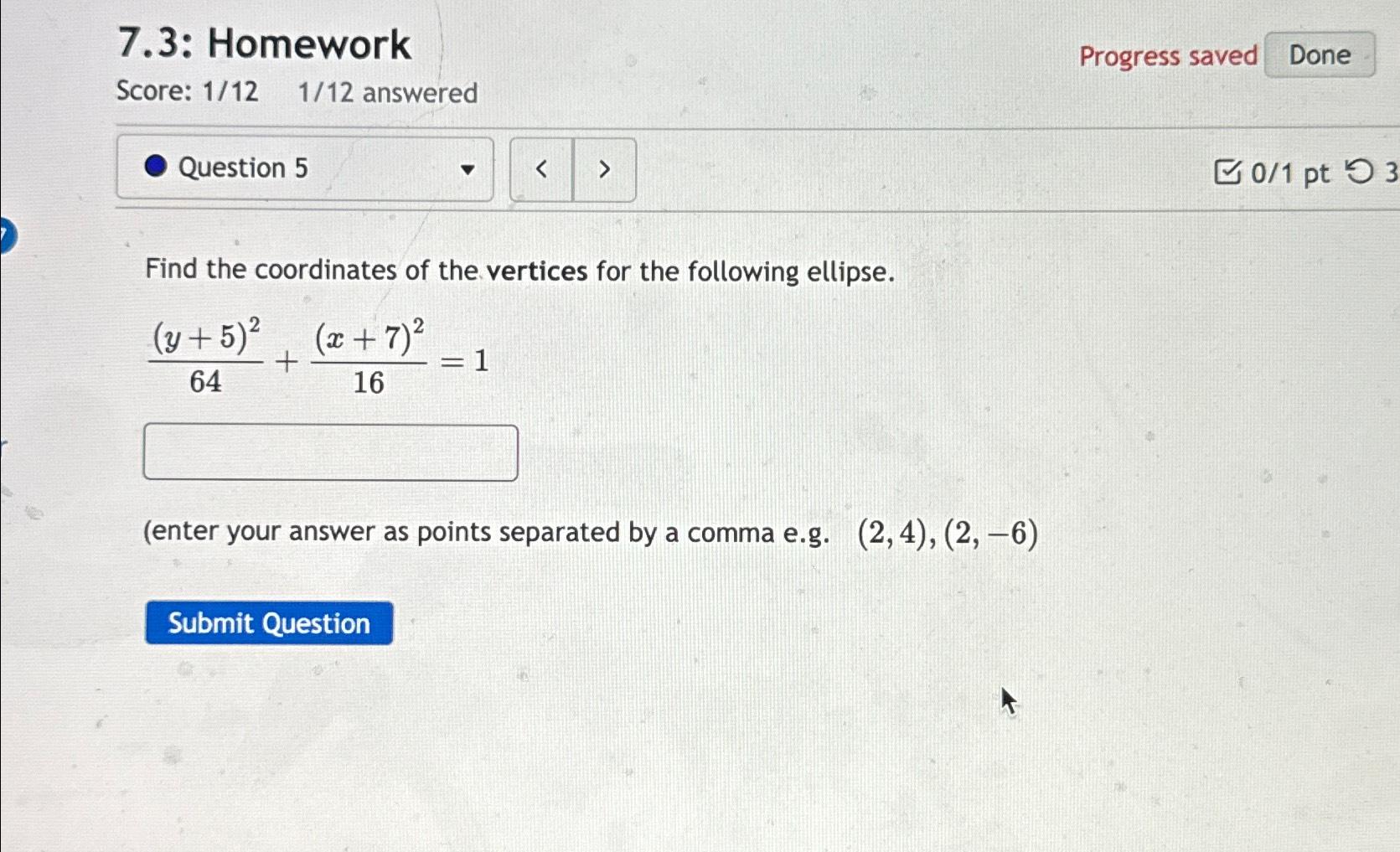 Solved 7 3 Homeworkprogress Savedscore 112 112