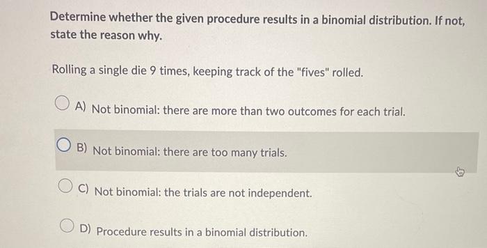Solved Determine whether the given procedure results in a | Chegg.com