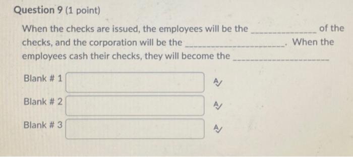 Solved When the checks are issued, the employees will be the | Chegg.com