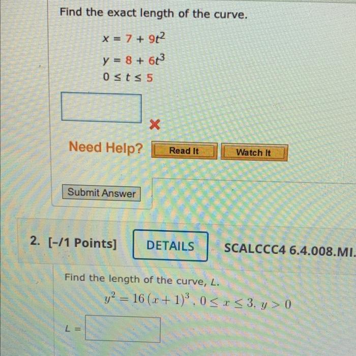 Solved Find the exact length of the curve. | Chegg.com