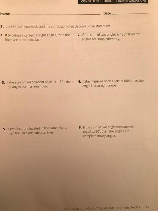 Solved B. Identify the hypothesis and the conclusion of each | Chegg.com