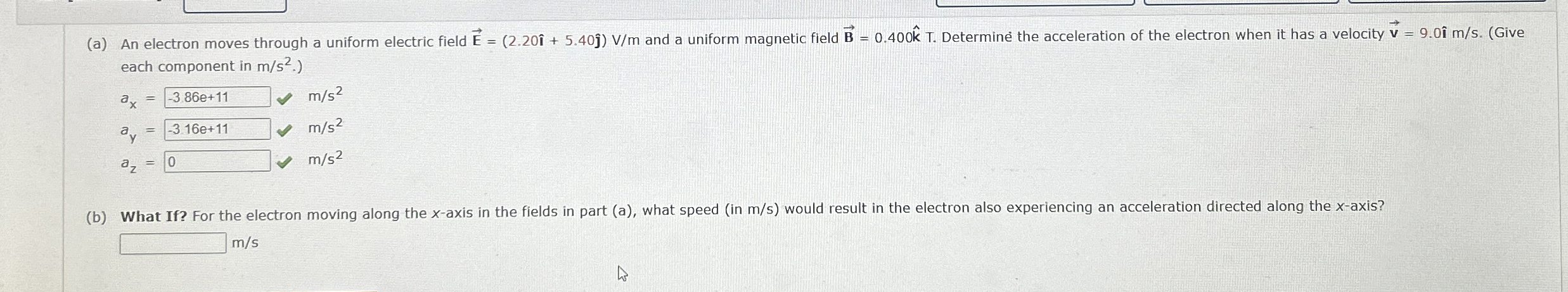 Solved each component in ms2.)ax=-2ms2ay=,ms2az=,ms2 1ms | Chegg.com