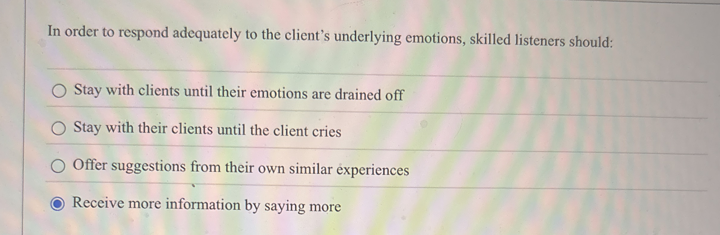 Solved In order to respond adequately to the client's | Chegg.com