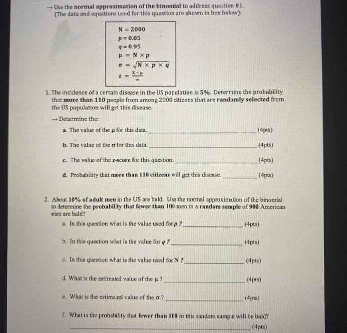 Solved - Use the normal approximation of the binomial to | Chegg.com
