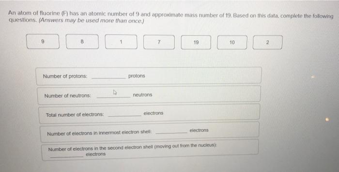 Solved An atom of fluorine (F) has an atomic number of 9 and | Chegg.com