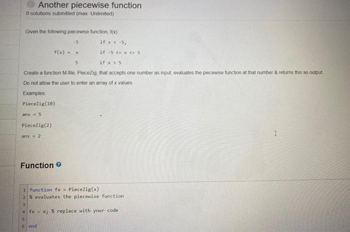 Solved Another piecewise function O solutions submitted | Chegg.com