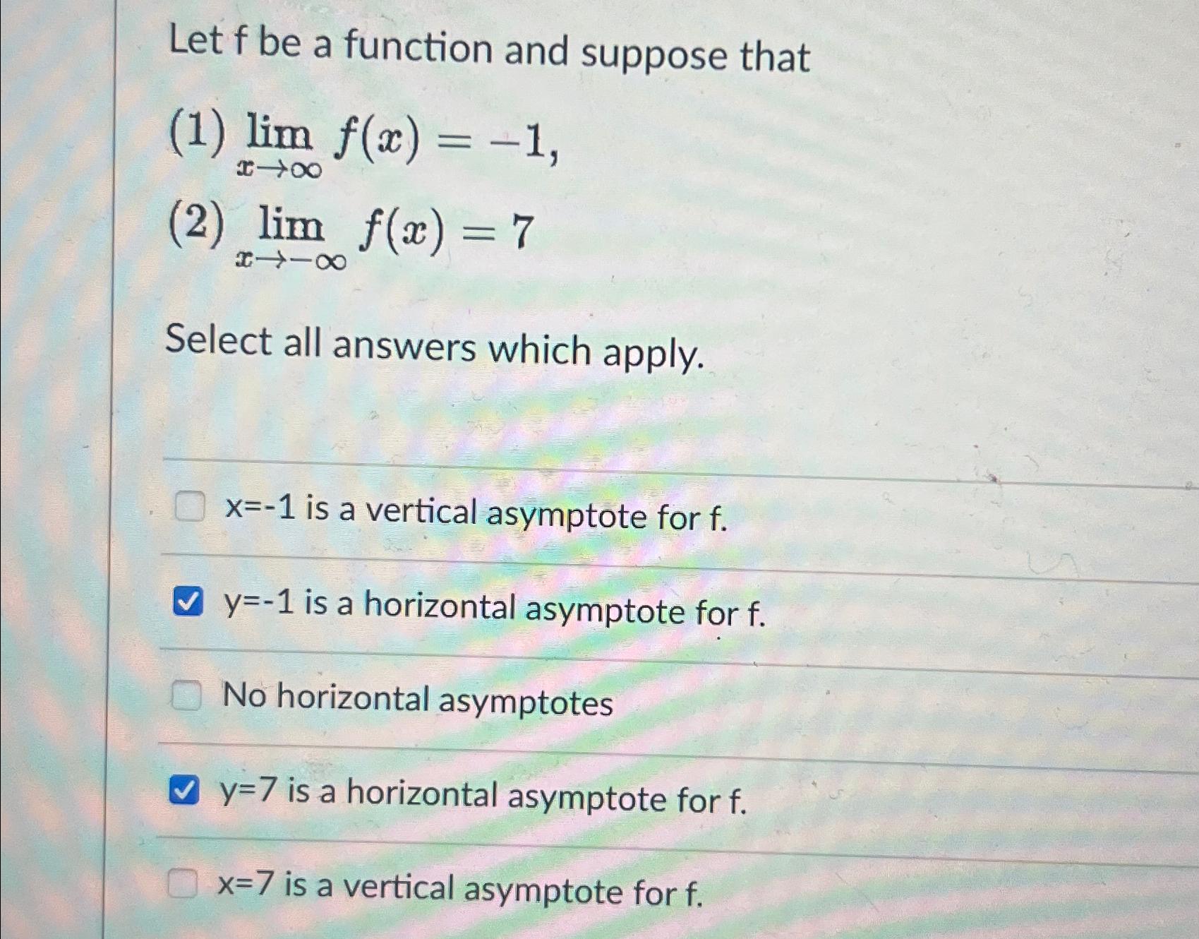 Solved Let f ﻿be a function and suppose | Chegg.com