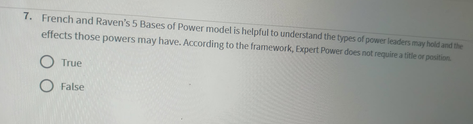 Solved French and Raven's 5 ﻿Bases of Power model is helpful | Chegg.com