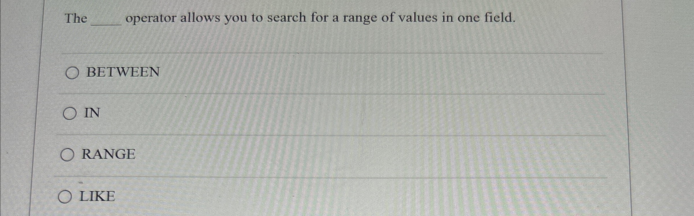 Solved The q, ﻿operator allows you to search for a range of | Chegg.com
