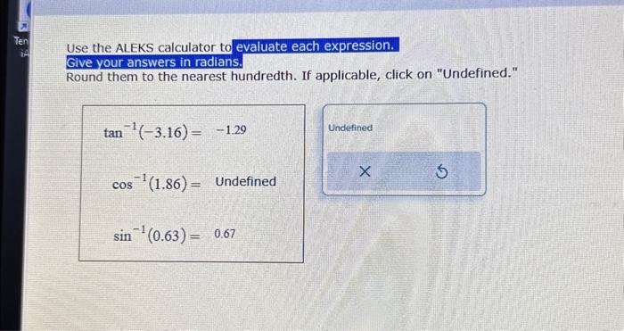 Solved Use the ALEKS calculator to evaluate each expression. | Chegg.com