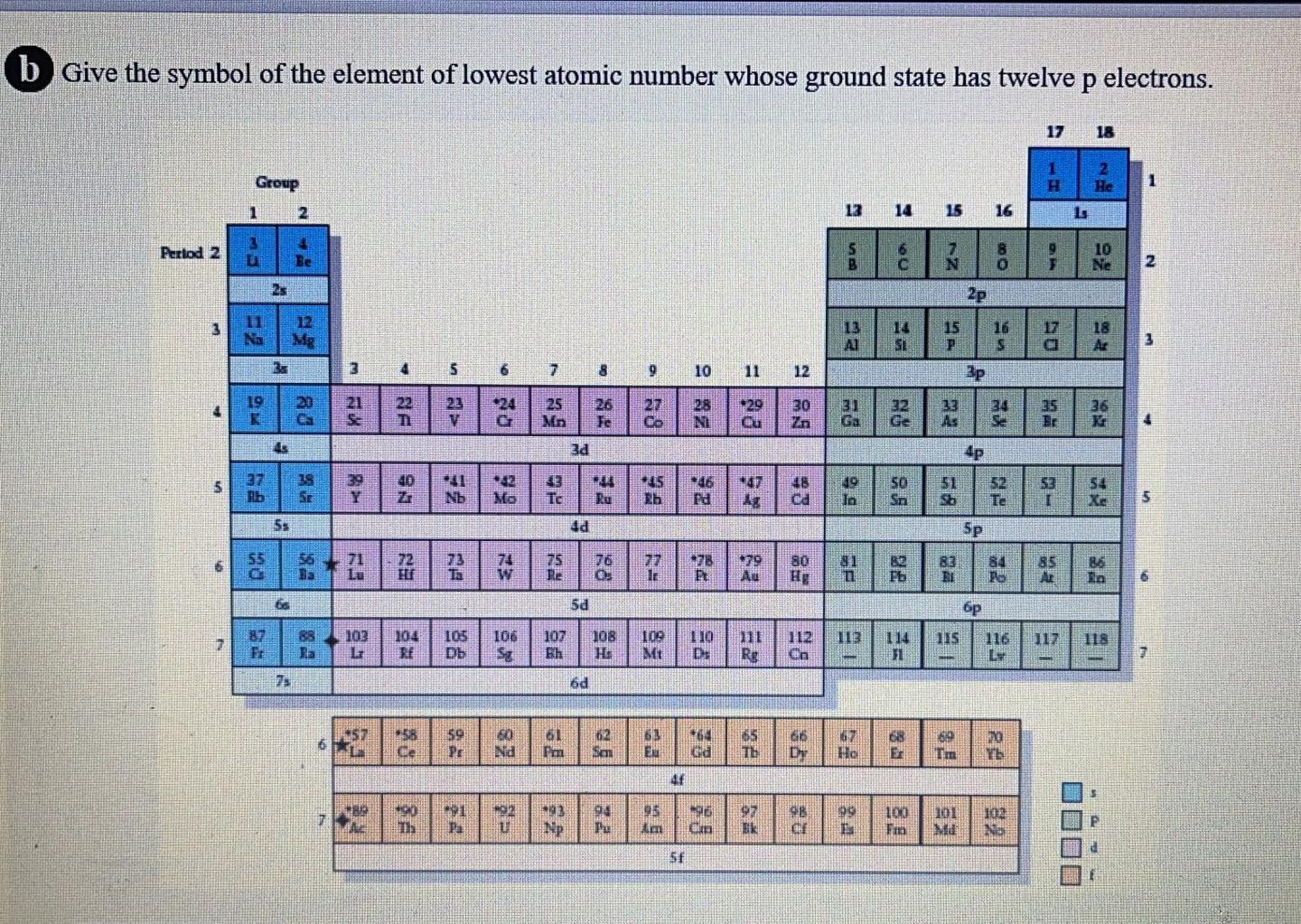a Give the symbol of the element of lowest atomic | Chegg.com