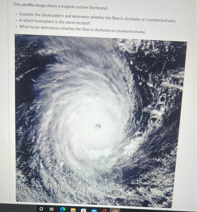 Solved This satellite image shows a tropical cyclone | Chegg.com