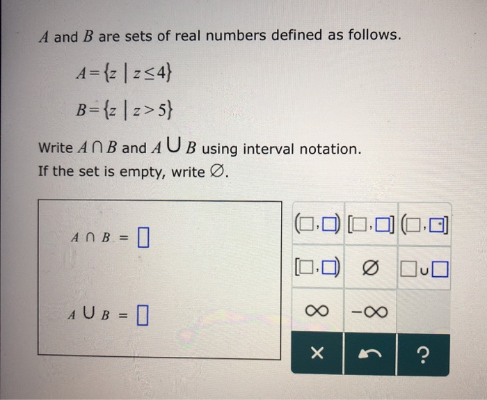 Solved A and B are sets of real numbers defined as follows. | Chegg.com