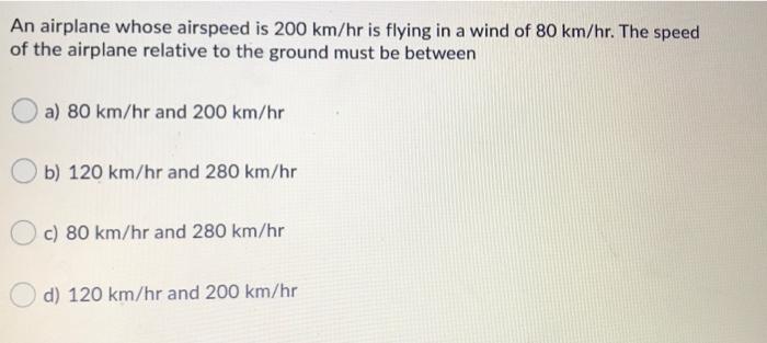 Solved An airplane whose airspeed is 200 km/hr is flying in | Chegg.com