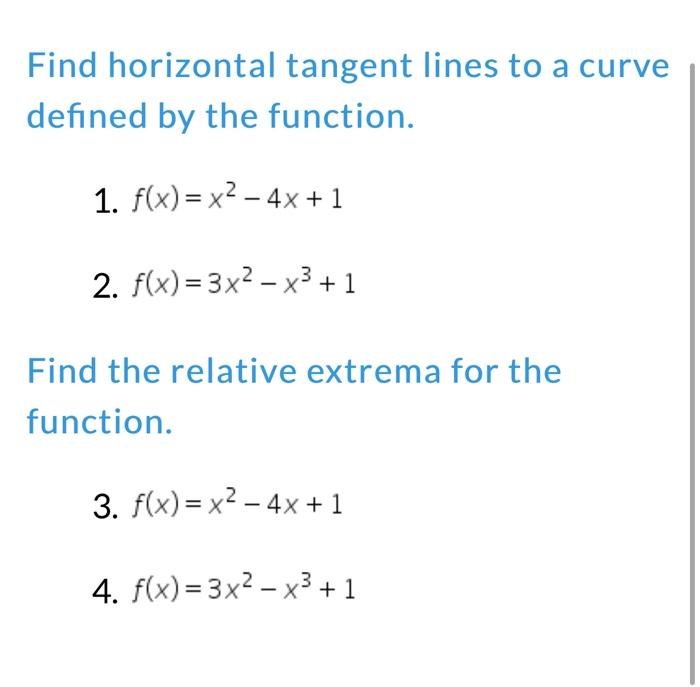 Solved Find horizontal tangent lines to a curve defined by | Chegg.com