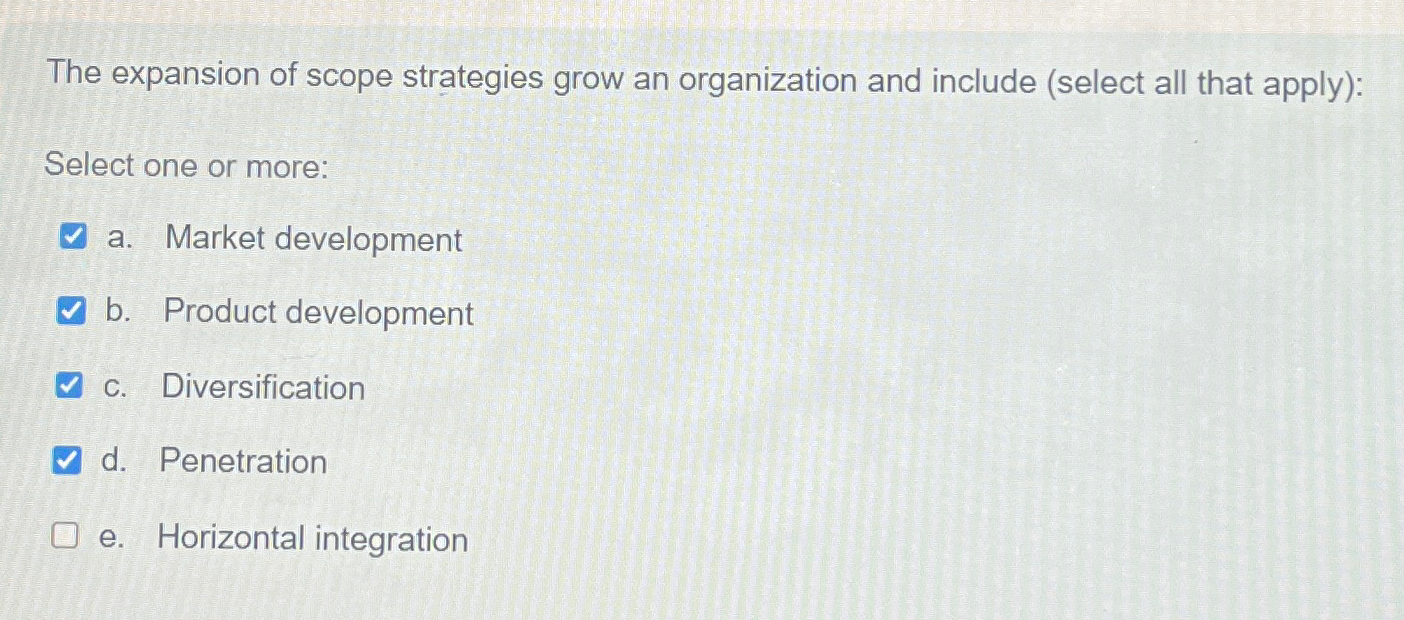Solved The expansion of scope strategies grow an | Chegg.com