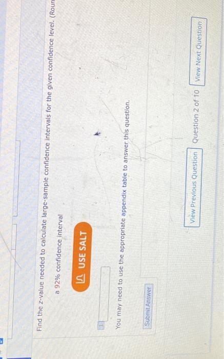 Solved Find the z-value needed to calculate large-sample | Chegg.com