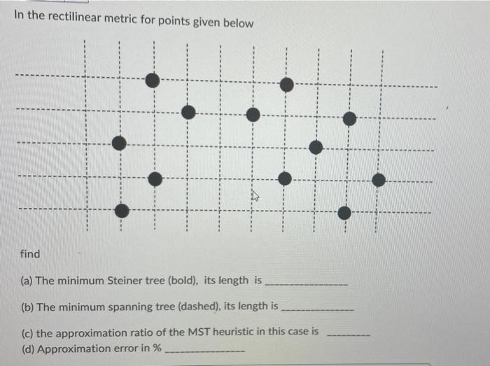 Solved In the rectilinear metric for points given below find | Chegg.com