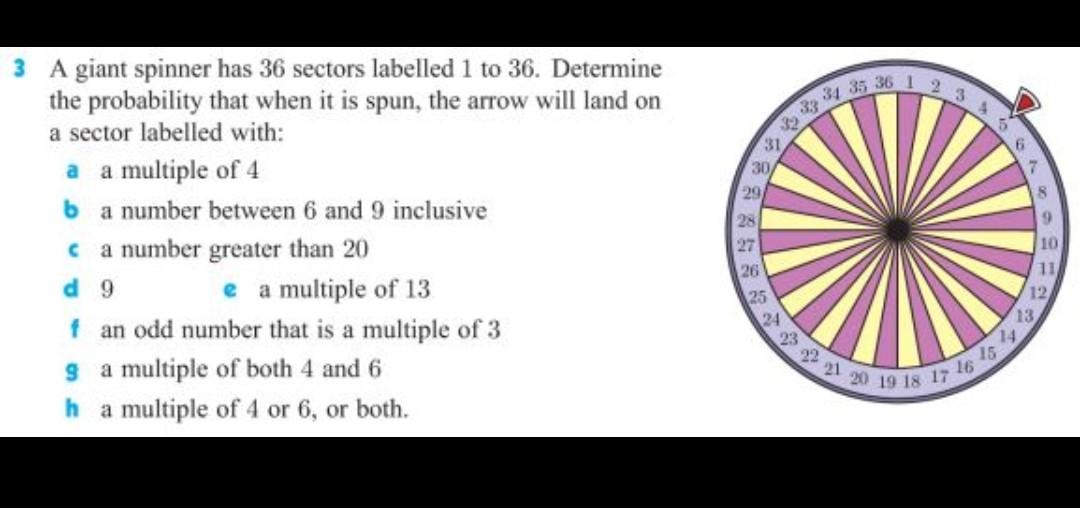 Solved 3 A giant spinner has 36 sectors labelled 1 to 36. | Chegg.com