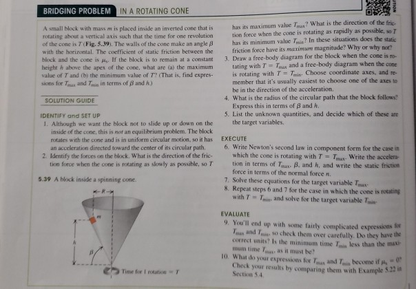 Solved BRIDGING PROBLEM IN A ROTATING CONE A small block | Chegg.com