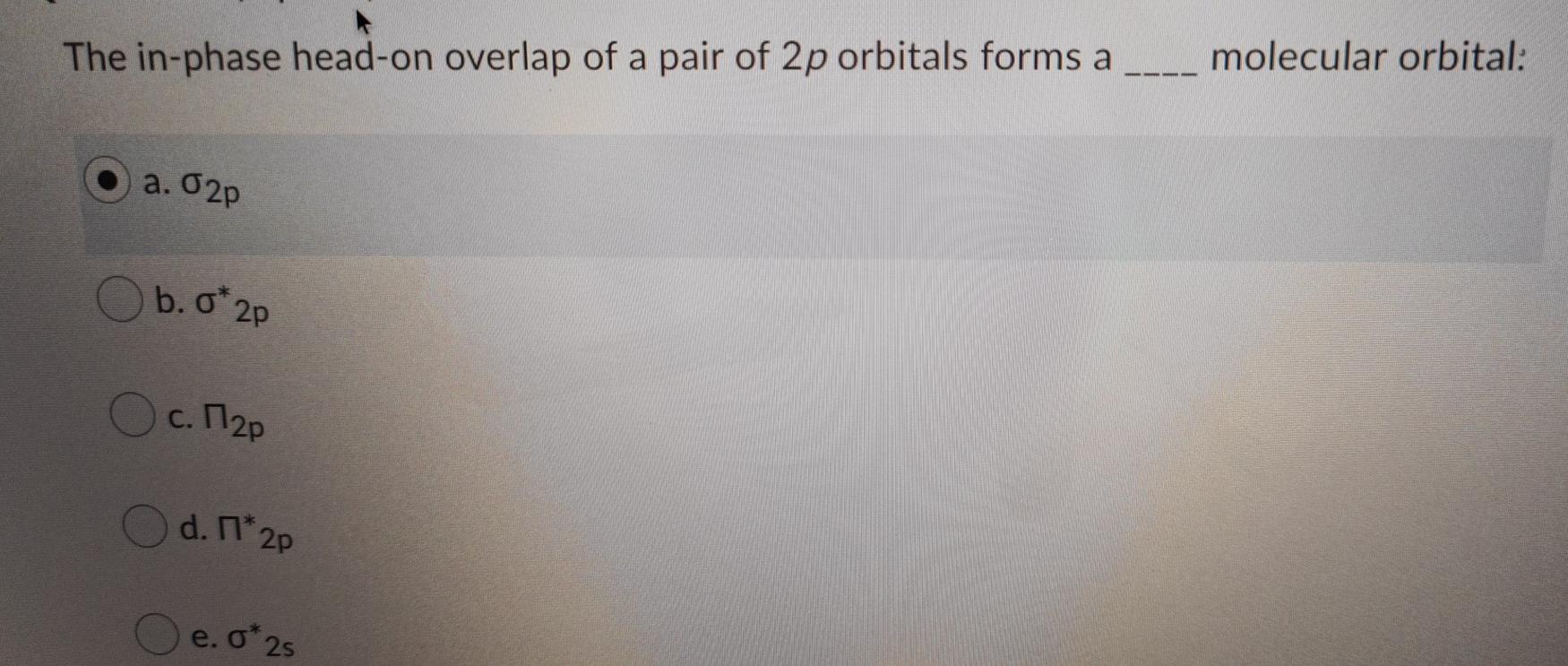 Solved What does an in-phase head-on overlap of a pair of 2p | Chegg.com