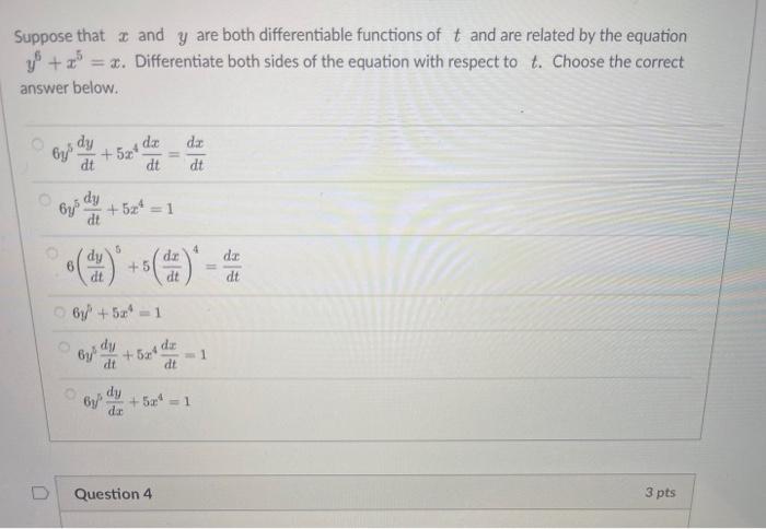 Solved Suppose that x and y are both differentiable | Chegg.com