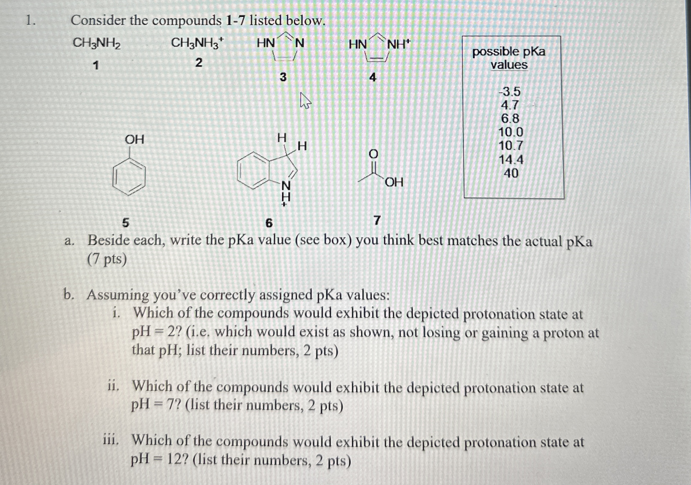 Solved Consider the compounds 1-7 ﻿listed | Chegg.com