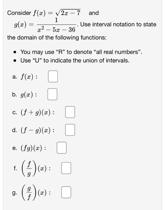 Solved Practice Consider f(x) = 4x + 9 and g(x) = x2 - 4x - | Chegg.com