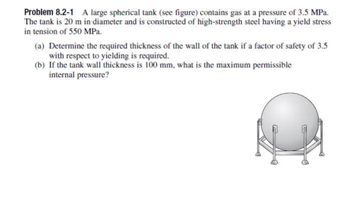 Solved Problem 8.2-1 A large spherical tank (see figure) | Chegg.com
