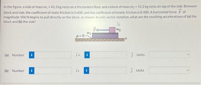 Solved In the figure, a slab of mass m1=41.3 kg rests on a | Chegg.com