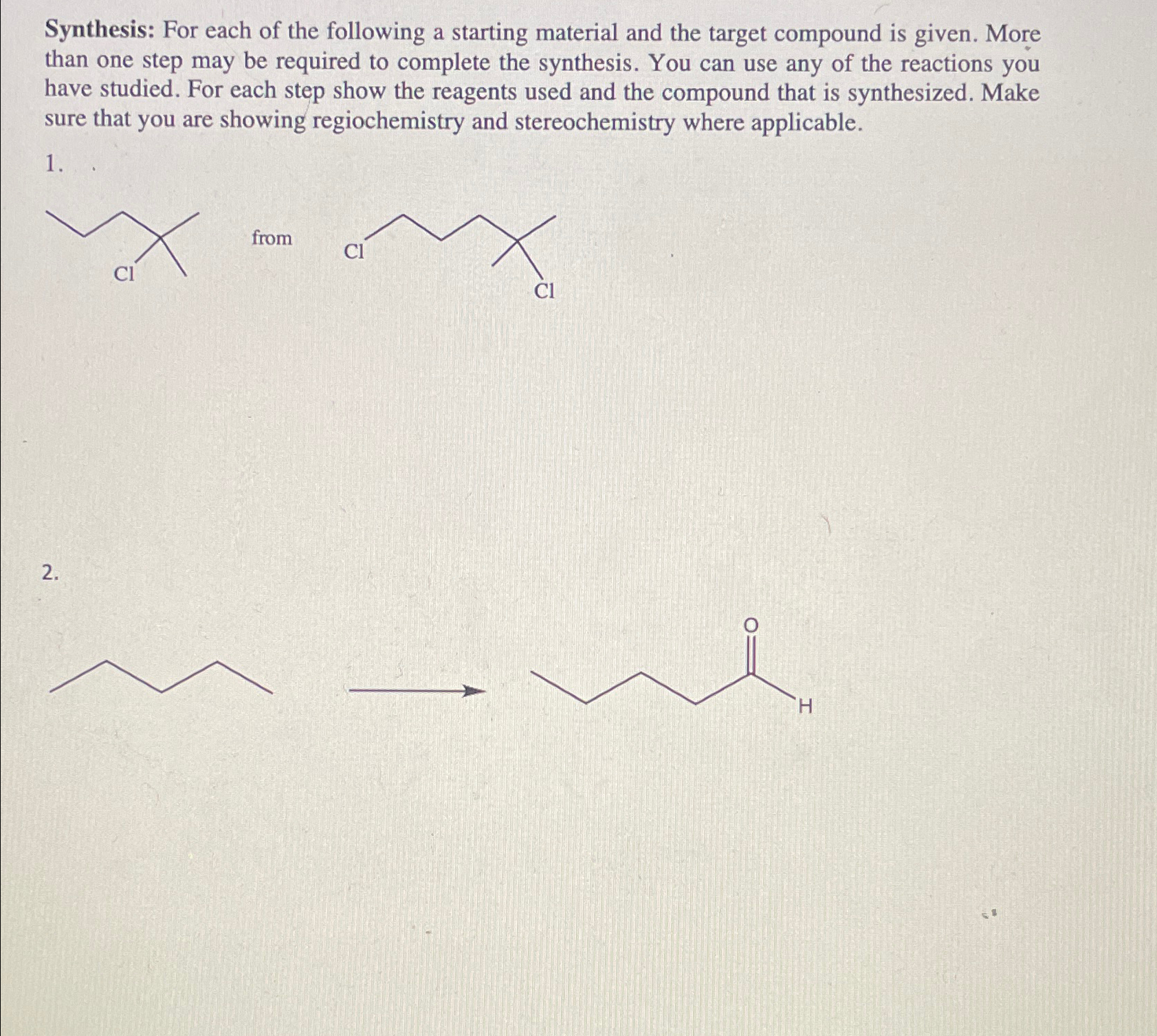 Solved Synthesis: For each of the following a starting | Chegg.com
