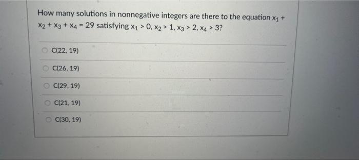 Solved How many solutions in nonnegative integers are there | Chegg.com