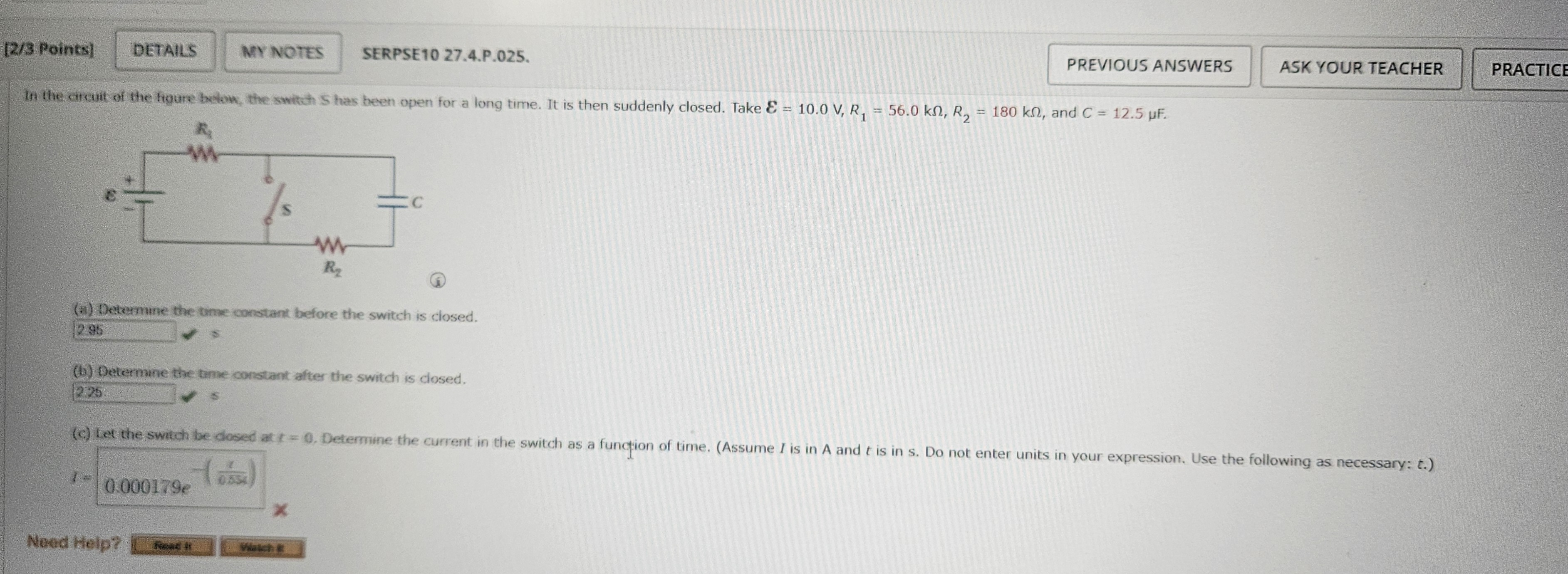 Solved In ﻿the circuit of ﻿the figure below, the switch S | Chegg.com