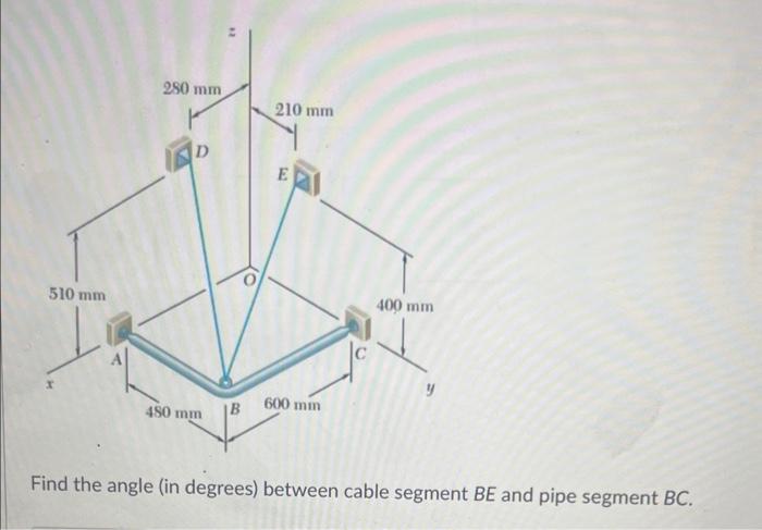 Solved Find the angle (in degrees) between cable segment BE | Chegg.com