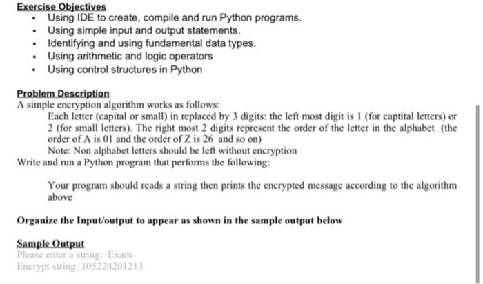 Solved Exercise Objectives • Using IDE to create, compile | Chegg.com