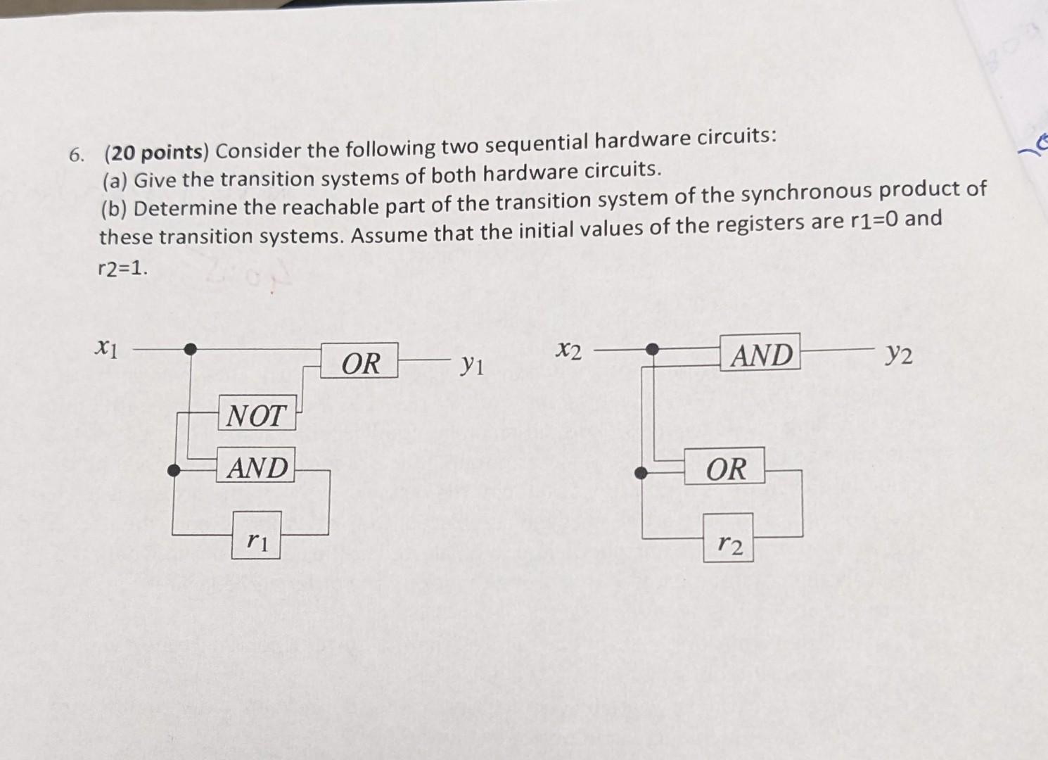 Solved 6. (20 points) Consider the following two sequential | Chegg.com Solved 6. (20 points) Consider the following two sequential | Chegg.com