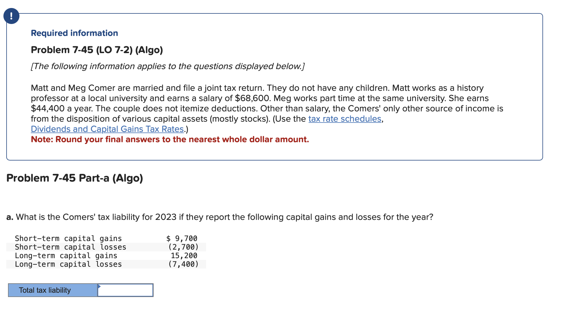 Solved Problem 7-45 ﻿Part-a (Algo)a. ﻿What is the Comers' | Chegg.com