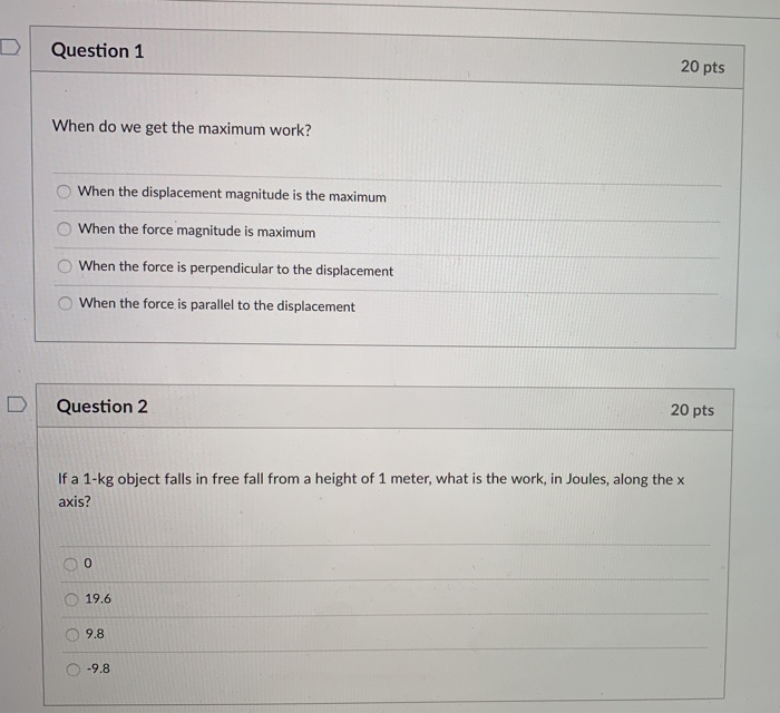 Solved Question 1 20 pts When do we get the maximum work? | Chegg.com
