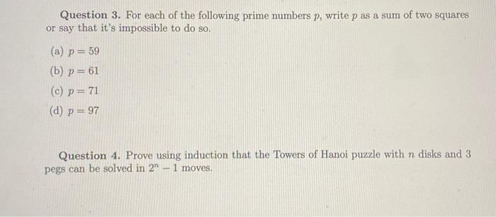 Solved Question 3. For each of the following prime numbers | Chegg.com