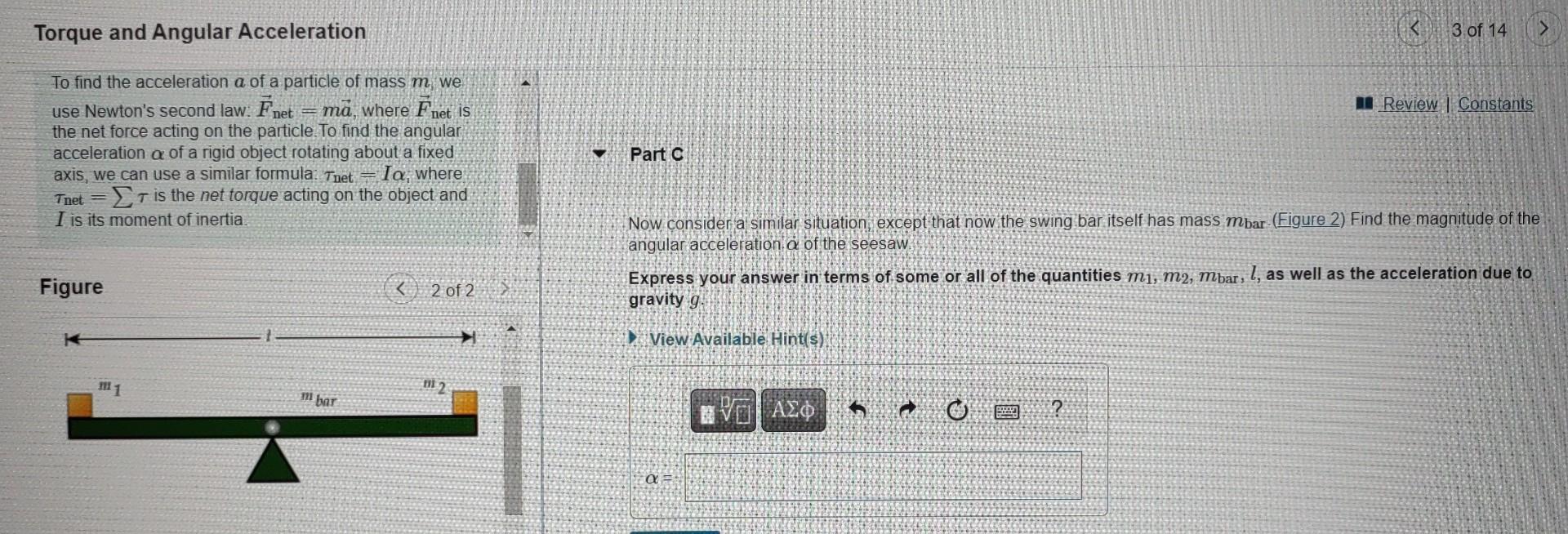 Solved Torque and Angular Acceleration To find the | Chegg.com
