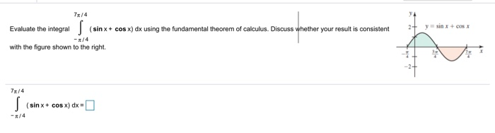 Solved s 2+ 7:/4 Evaluate the integral (sin x + cos x) dx | Chegg.com