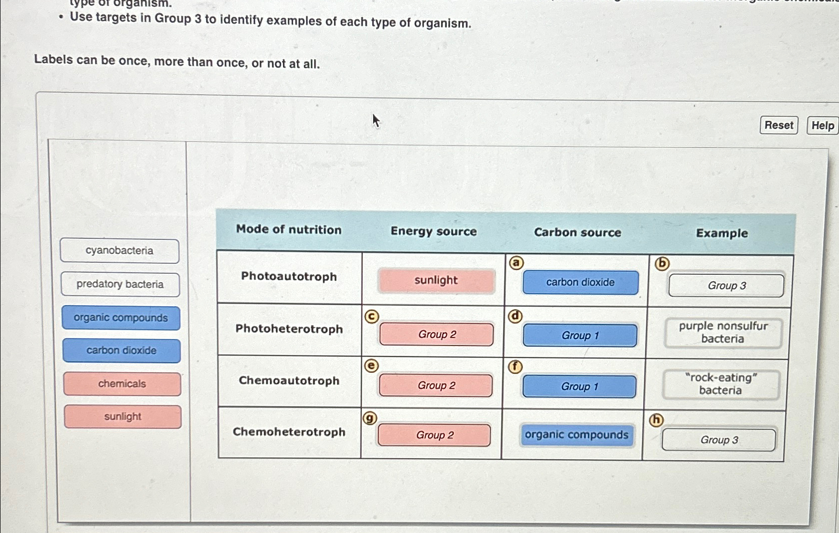 Solved Use targets in Group 3 ﻿to identify examples of each | Chegg.com