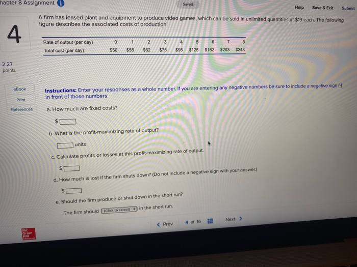 Solved Help Save & Exit hapter 8 Assignment Saved Submit A | Chegg.com Solved Help Save & Exit hapter 8 Assignment Saved Submit A | Chegg.com
