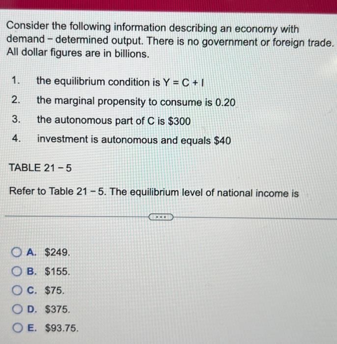 Solved Consider the following information describing an | Chegg.com