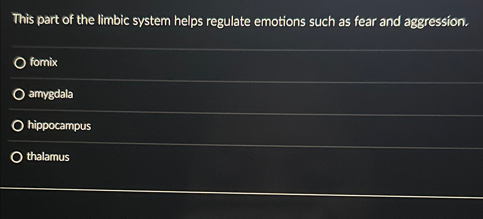 Solved This part of the limbic system helps regulate | Chegg.com